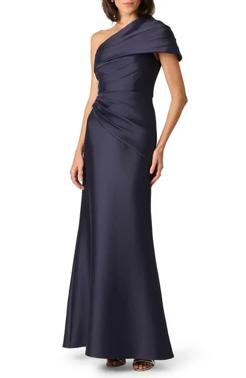 Aidan Mattox One-shoulder Stretch Mikado Mermaid Gown