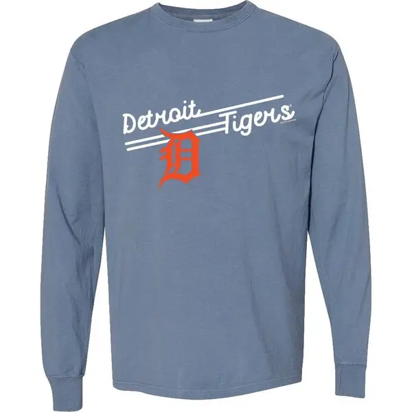 SOFT AS A GRAPE Detroit Tigers Pigment Dye Long Sleeve T-shirt - Navy