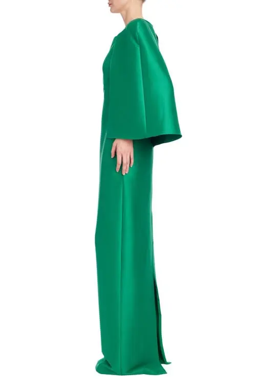 Badgley Mischka Capelet Stretch Mikado Gown