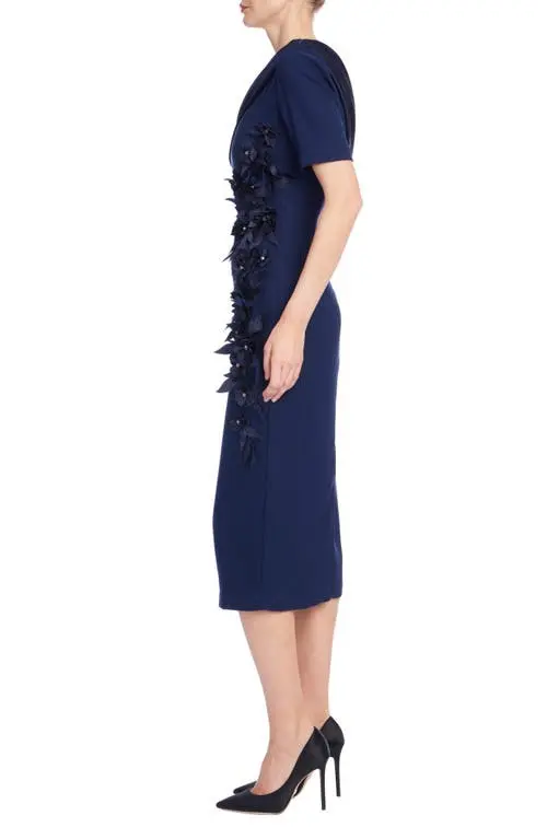 Badgley Mischka Floral One-shoulder Cocktail Dress
