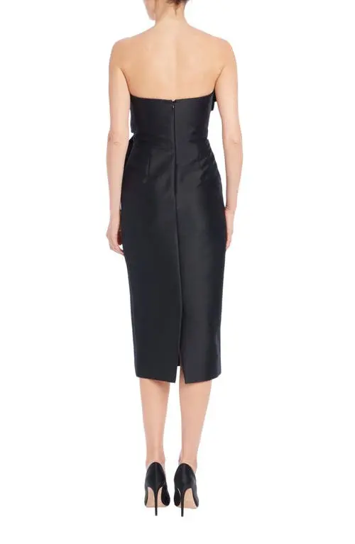 Badgley Mischka Beaded Bow Mikado Cocktail Dress