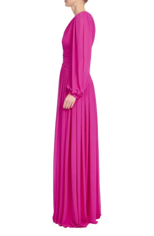 Badgley Mischka V-neck Long Sleeve Georgette Gown