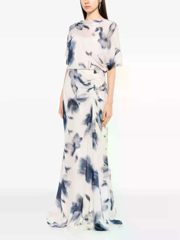 Amsale Floral-print Ruched Dress
