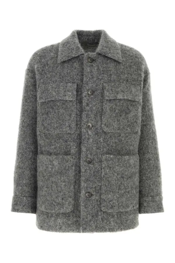 Dolce & Gabbana Dark Grey Alpaca Blend Jacket - Gray