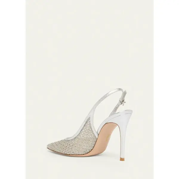 GIANVITO ROSSI 95mm Itaca Metallic Leather And Mesh Slingback Pumps