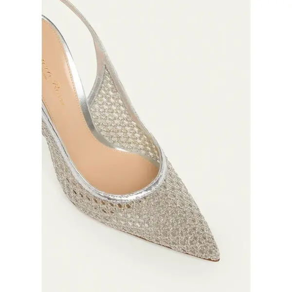 GIANVITO ROSSI 95mm Itaca Metallic Leather And Mesh Slingback Pumps
