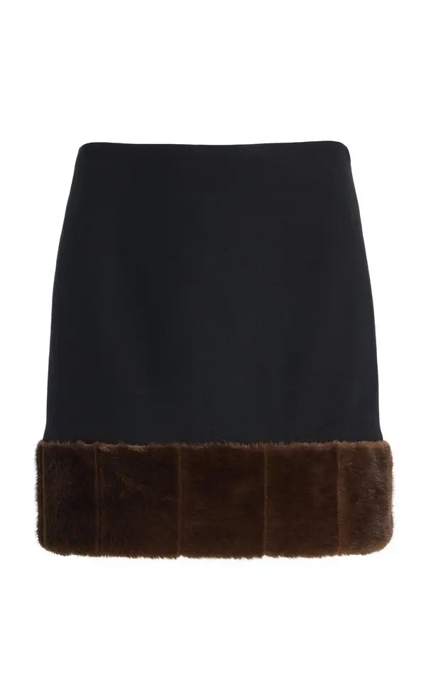 ROTATE BY BIRGER CHRISTENSEN Faux Fur Mini Skirt - Black