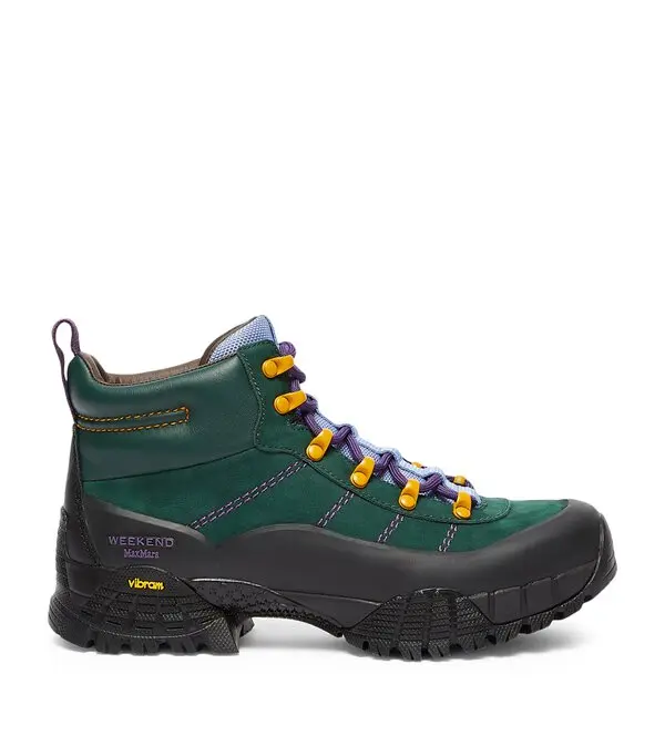 Max Mara Suede Hiking Ankle Boots - Green