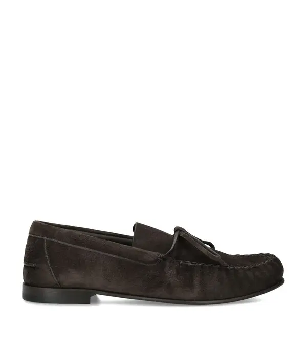 Zegna Suede L'asola Loafers - Brown