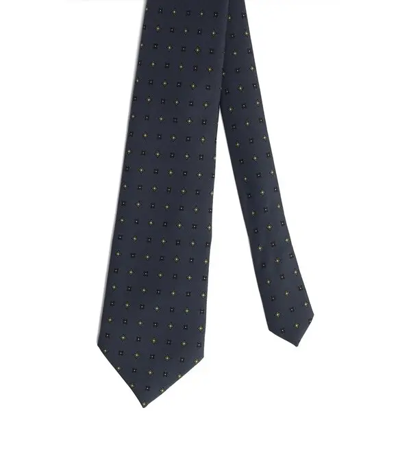 Dunhill Silk Printed Tie - Grey