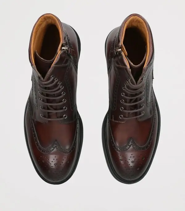 Magnanni Leather Brogue Hiker Boots