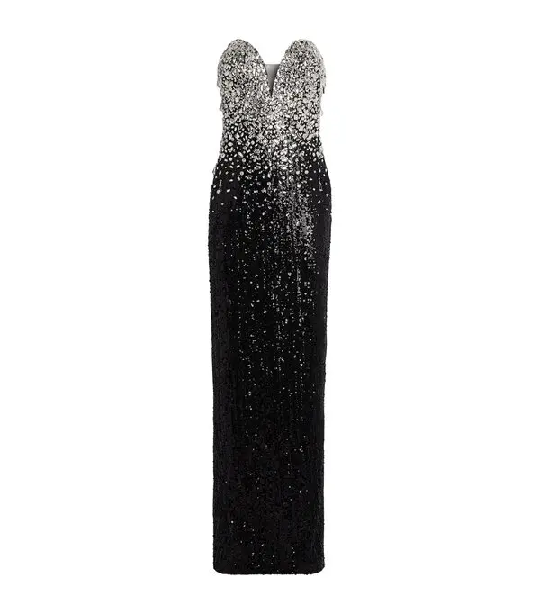 Pamella Roland Embellished Dégrade Gown - Silver