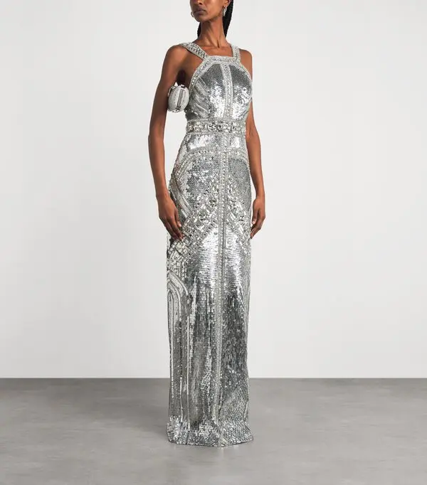 Pamella Roland Embellished Halterneck Gown