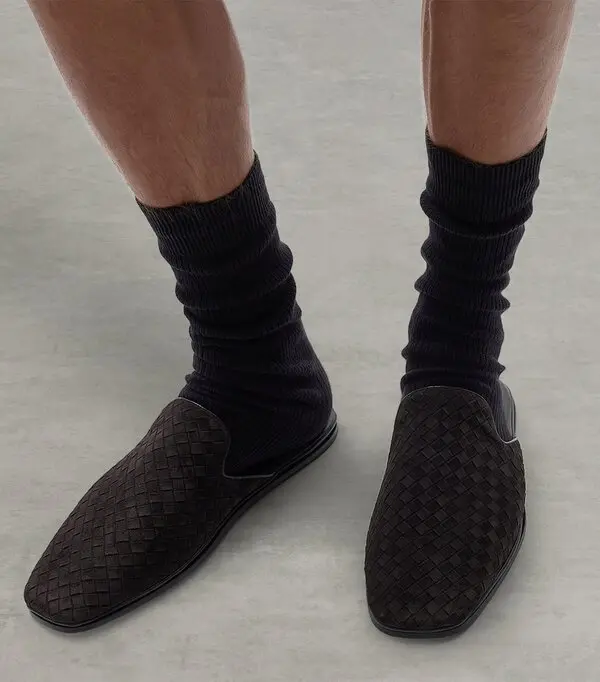 Bottega Veneta Suede Intrecciato Slippers