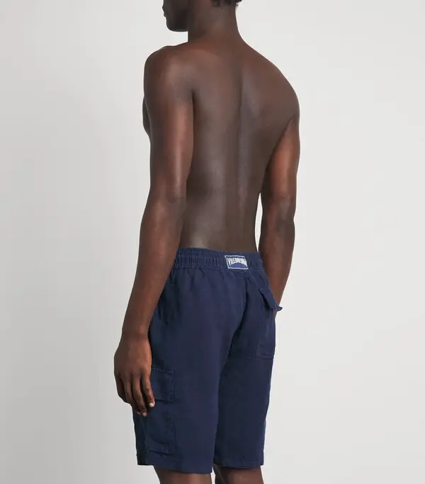 Vilebrequin Linen Baie Cargo Shorts - Navy