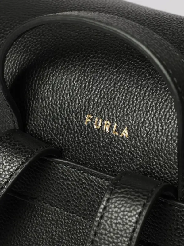 Furla Grained Leather Rucksack With Flap And Drawstring Closure