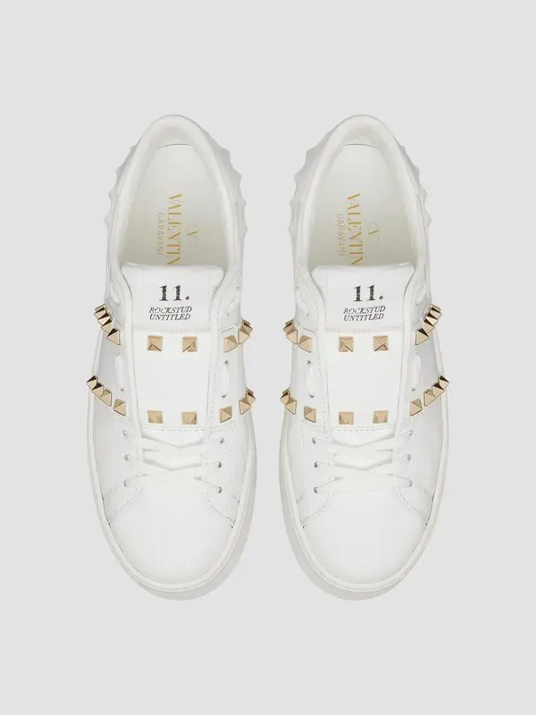 Valentino Garavani Flatform Rockstud Untitled Sneakers In Calfskin