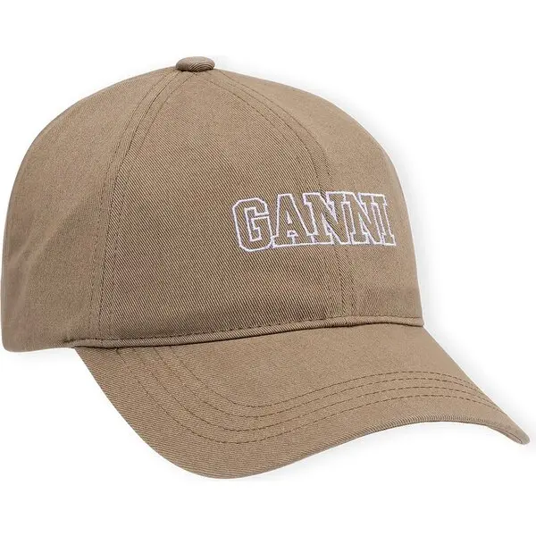 GANNI Organic Cotton Baseball Cap - Fossil