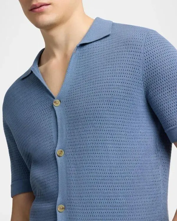 Onia Apos;s Cotton Drop-needle Knit Short-sleeve Shirt - Mist