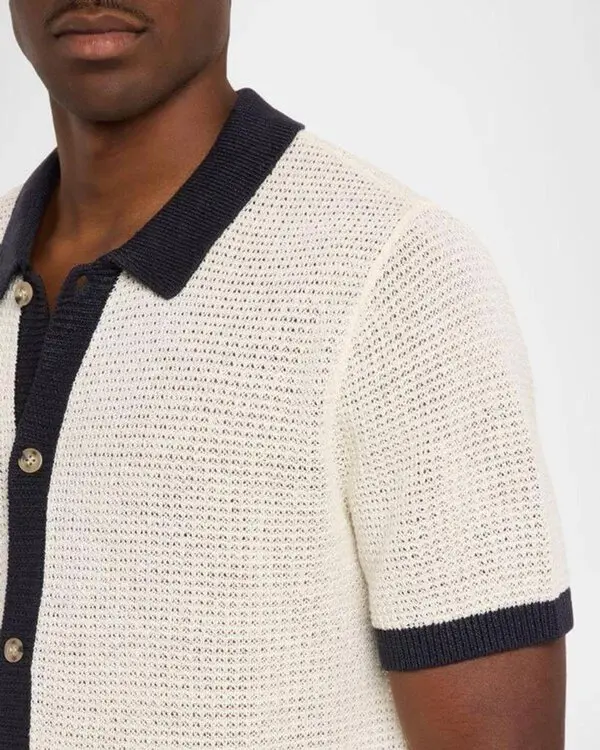 Onia Apos;s Linen Short-sleeve Cardigan Sweater - Midnight/e