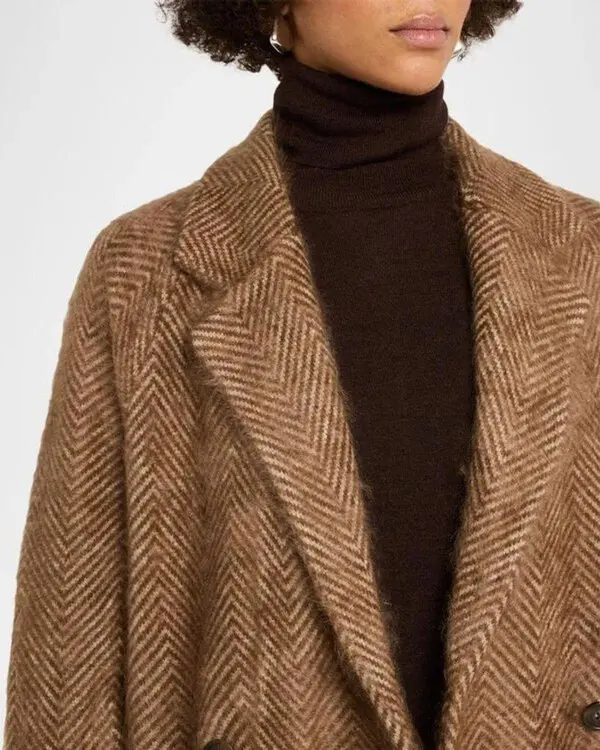 Guest In Residence Grizzly Herringbone Cashmere Double-breasted Coat