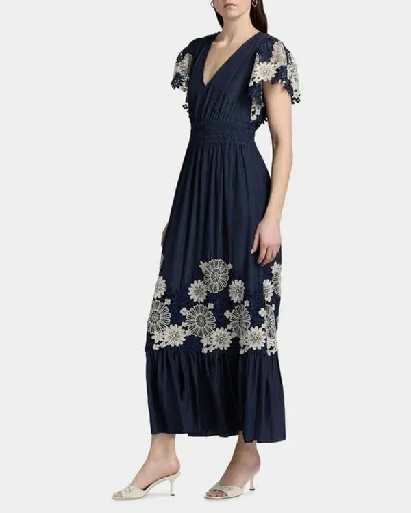 Ramy Brook Georgie Crochet Lace Midi-dress - Navy