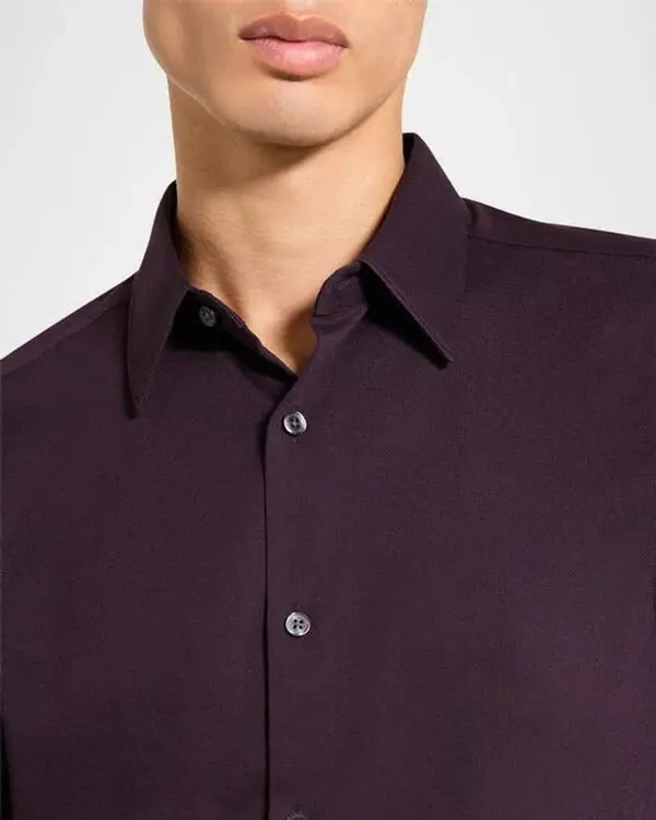 Theory Apos;s Sylvain Shirt In Structure Knit - Deep Eggpl