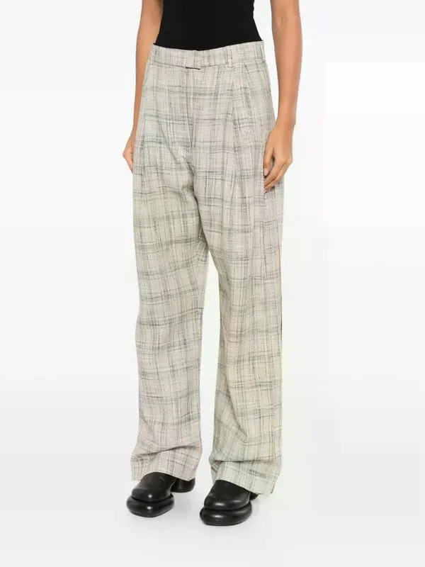 LITKOVSKA Checked Frayed-edge Trousers