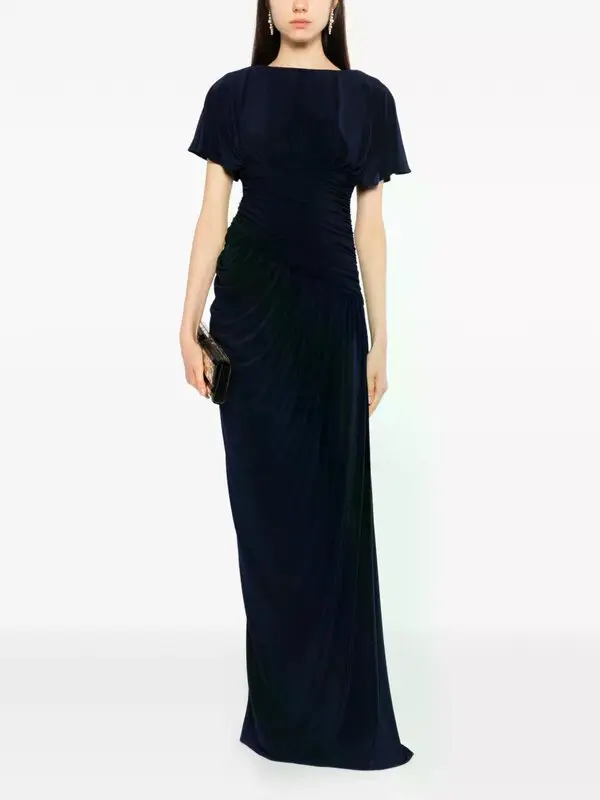 Amsale Asymmetric Jersey Gown - Blue