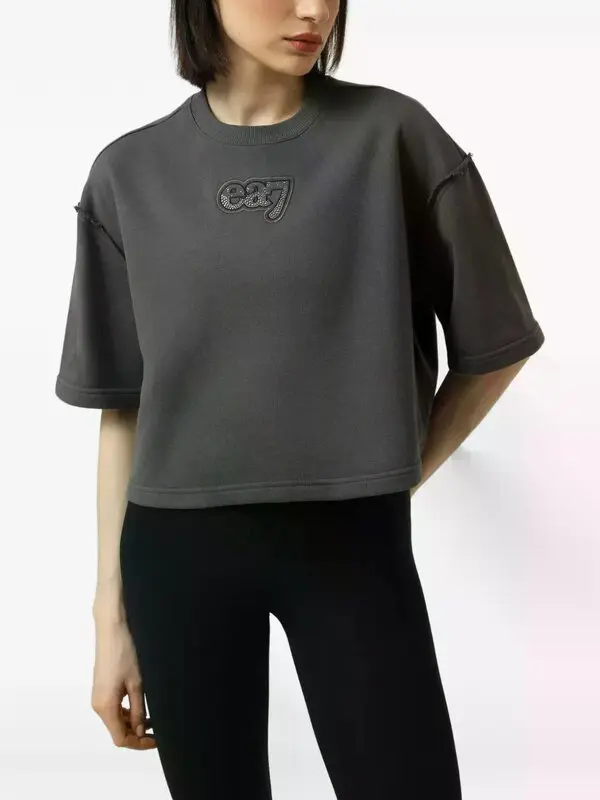 EA7 Logo-patch Raw-edge T-shirt - Grey
