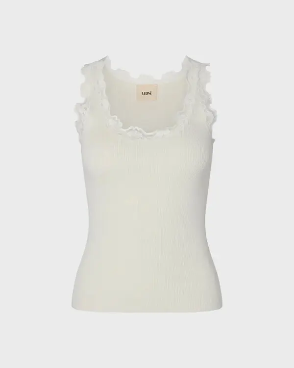 LEONÍ Camisole Älma Lace-trimmed Ribbed Silk