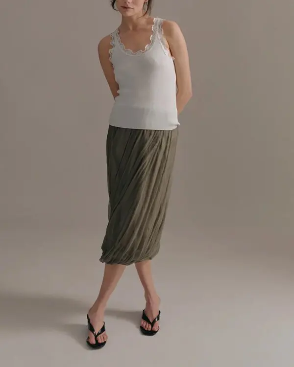 LEONÍ Camisole Älma Lace-trimmed Ribbed Silk