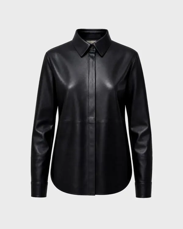 WAKAKUU Shirt Faux Leather