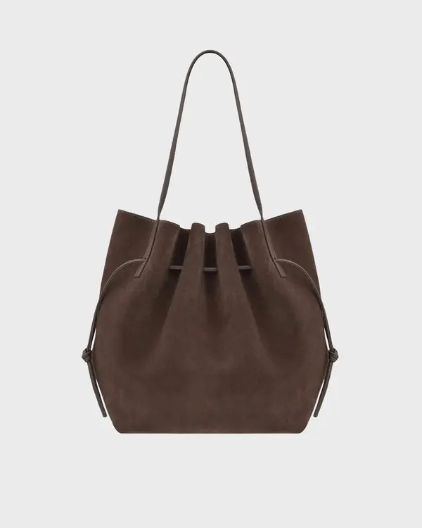Yuzefi Tote Bag Scallop Suede - Brown
