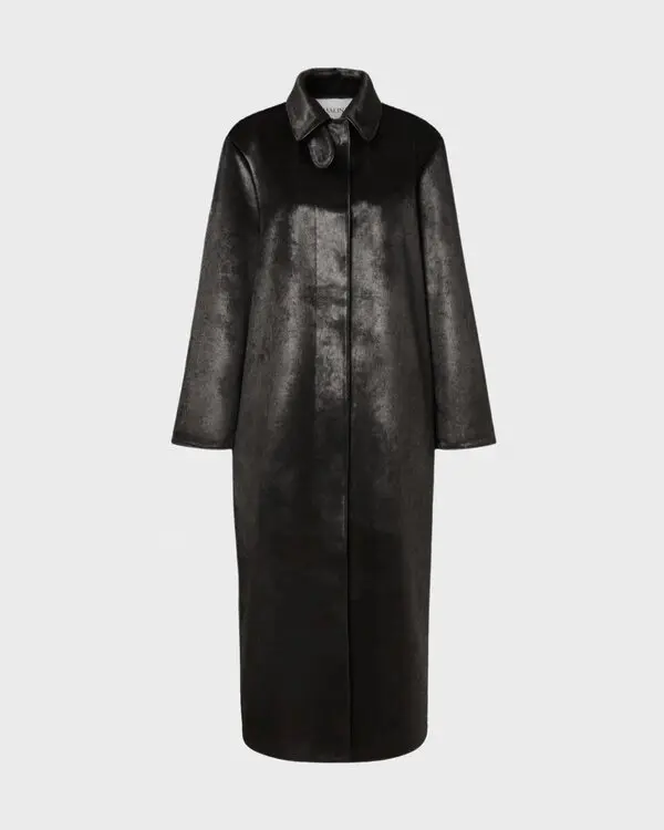 MALINA Coat Phoebe Faux Pony Hair Long - Black