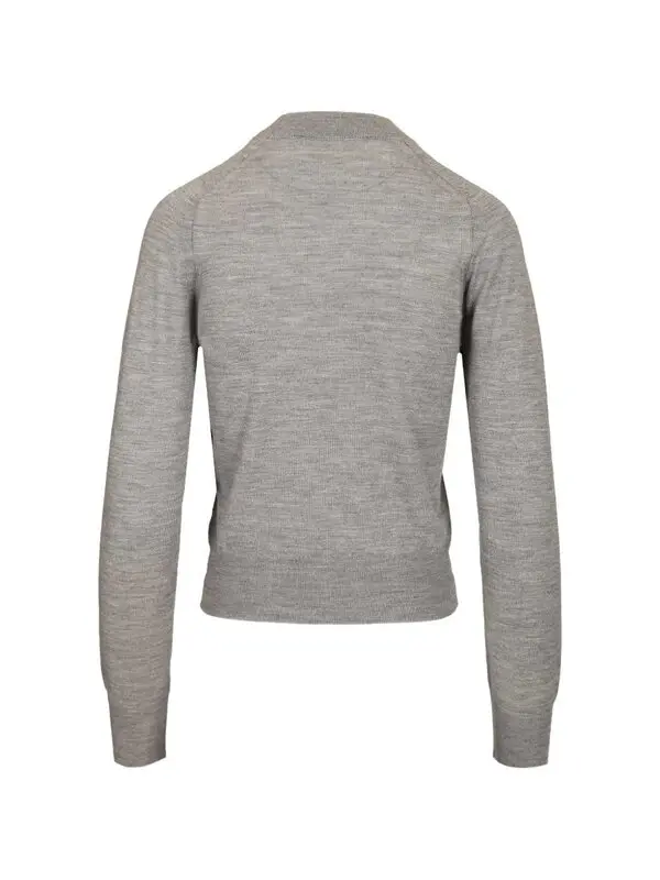 AMI Paris Quota -crewneck Sweater With Contrasted De Coeur - Gray