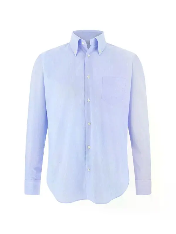 Boggi Milano Shirt In Striped Cotton Poplin Regular Fit - Blue