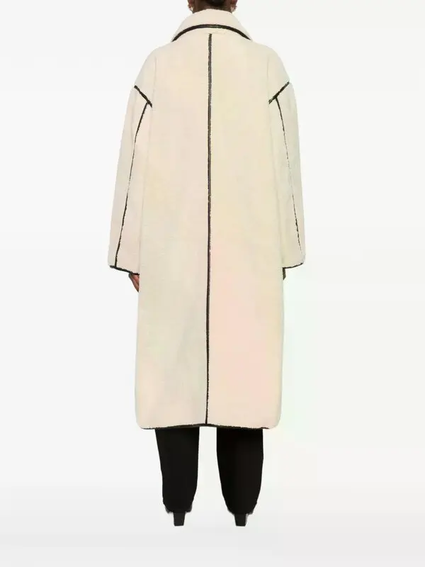 ELEH Contrast-trim Shearling-effect Coat - Neutrals