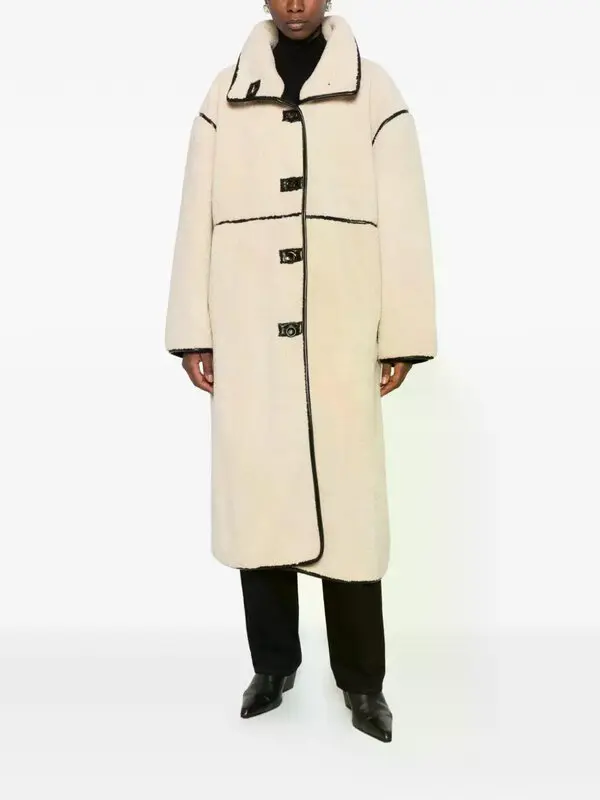 ELEH Contrast-trim Shearling-effect Coat