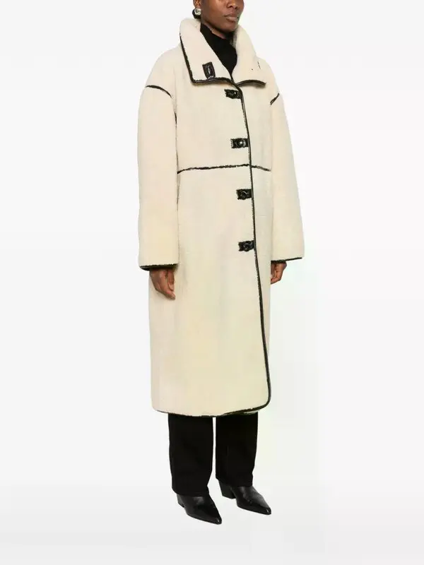 ELEH Contrast-trim Shearling-effect Coat