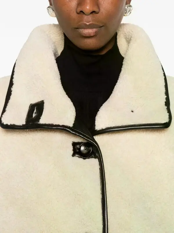 ELEH Contrast-trim Shearling-effect Coat