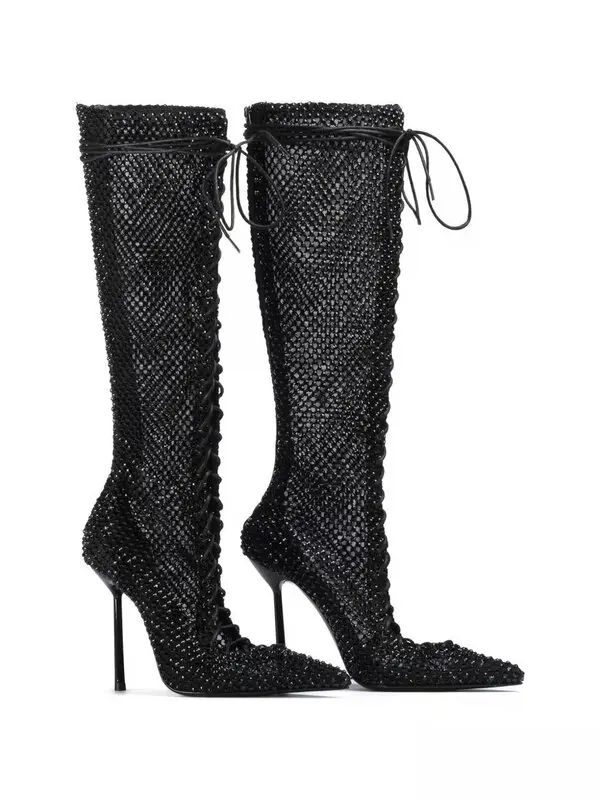 LE SILLA Crystal-embellished Lace-up Boots
