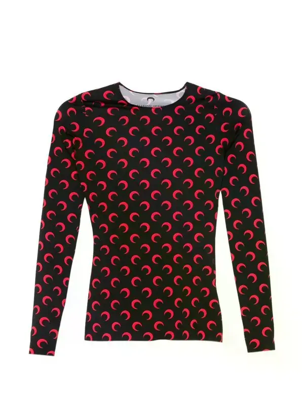 MARINE SERRE Moon Printed Jersey Long-sleeve Crewneck Top - Blue