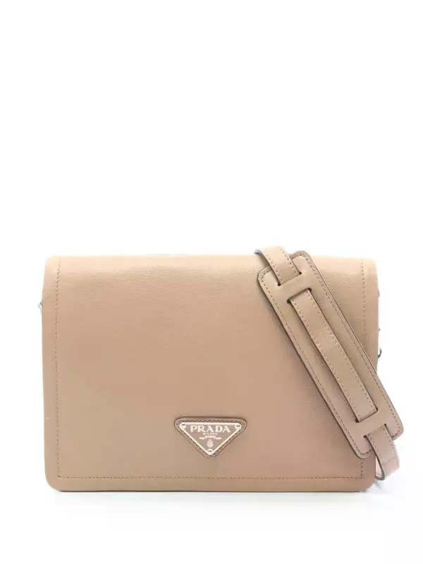 Prada 2010s Glace Logo-detail Shoulder Bag - Neutrals