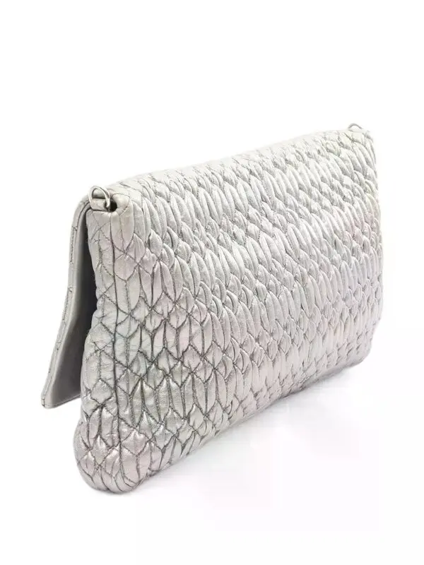 Miu Miu 2010s Crystal-embellished Matelassé Shoulder Bag - Silver