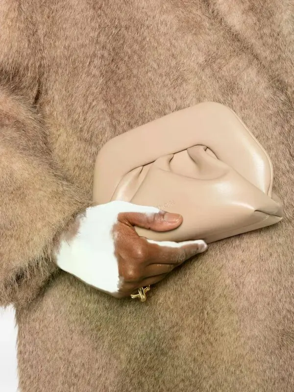 THEMOIRE Bios Ruched Clutch Bag - Neutrals