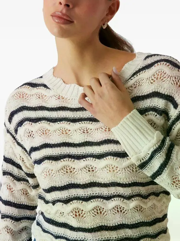Guess Valerie Striped Pointelle-knit Sweater
