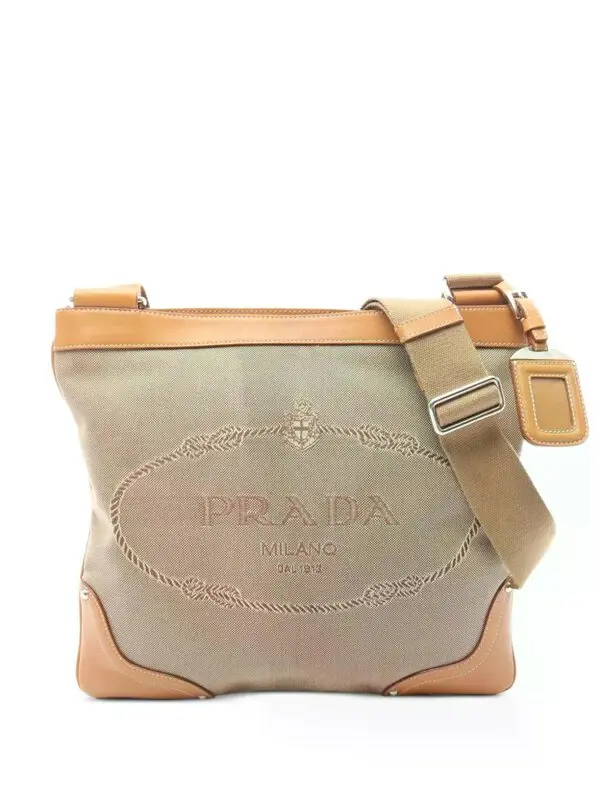 Prada Logo Jacquard Shoulder Bag - Neutrals