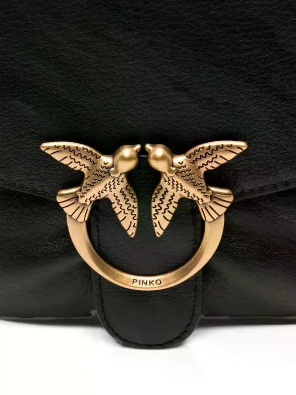 Pinko Love Birds Leather Shoulder Bag - Black
