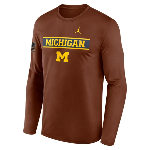 Nike Michigan Courtside Jordan Brand Dri-fit College Long-sleeve T-shirt - Brown